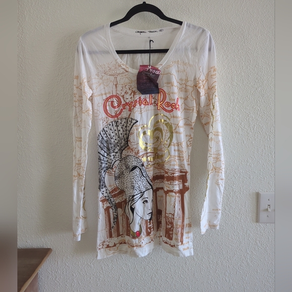 Christian Audigier | Tops | Crystal Rock Top Womens Large Y2k Warrior ...